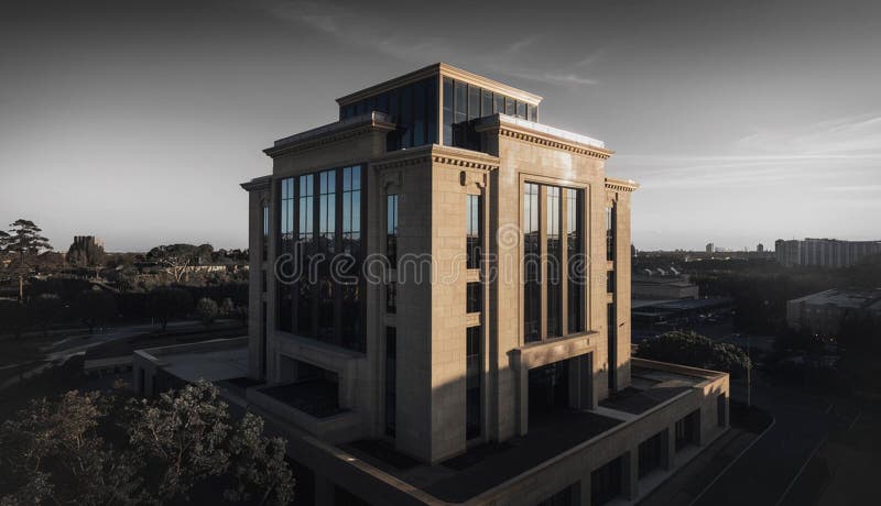 Aerial View of Architectural Building: Distinct Style Institutional ...