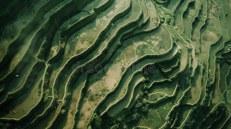 Aerial View of an Asian Ricefield Terraces, Top View Stock Image ...