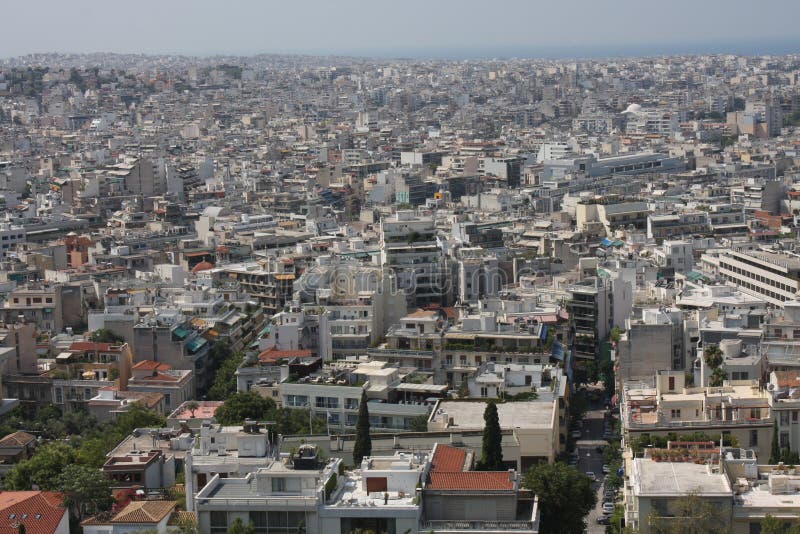 Aerial View of Athens, Greece Stock Photo - Image of district ...