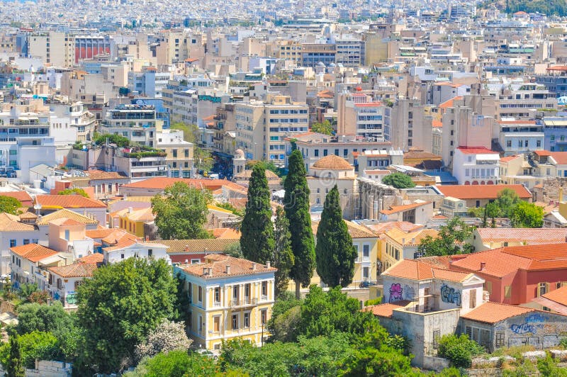 Aerial View of Athens, Greece Stock Photo - Image of hellenic, athens ...