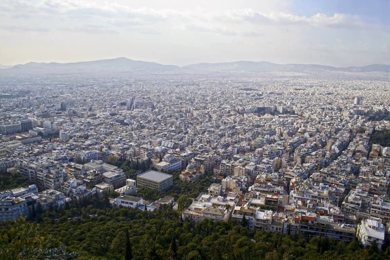 Aerial View of Athens, from Lycabettus Mountain Stock Photo - Image of ...