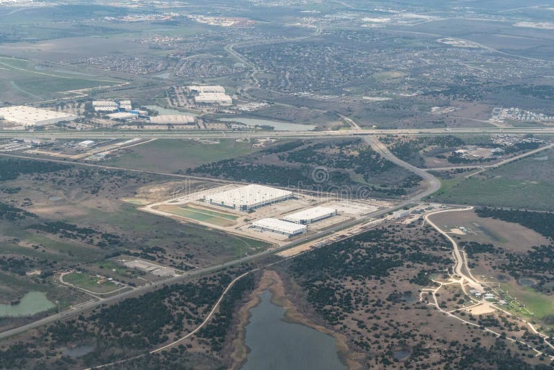 Aerial View of Highways and Warehouses in the Greater Austin, Texas ...