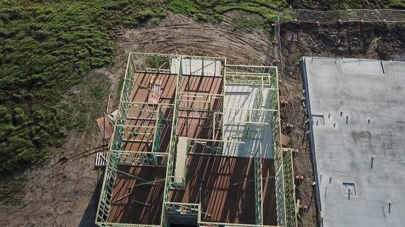 Aerial View Australian Construction Site Home and Concrete Slab Stock ...
