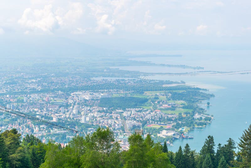 Aerial View of the Austrian City Bregenz Situated on the Bodensee Lake ...