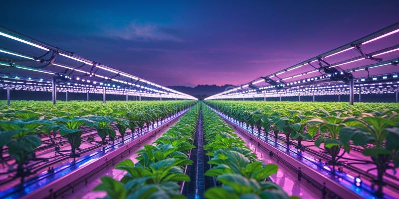 Aerial View of Automated Vertical Hydroponic Farm with LED Lighting ...