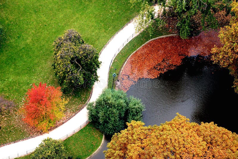Aerial view of Autumn park stock image. Image of autumn - 4878097
