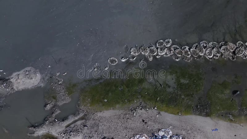 Aerial View of Backhoe Working on the Mud for Solve Pollution Problems ...
