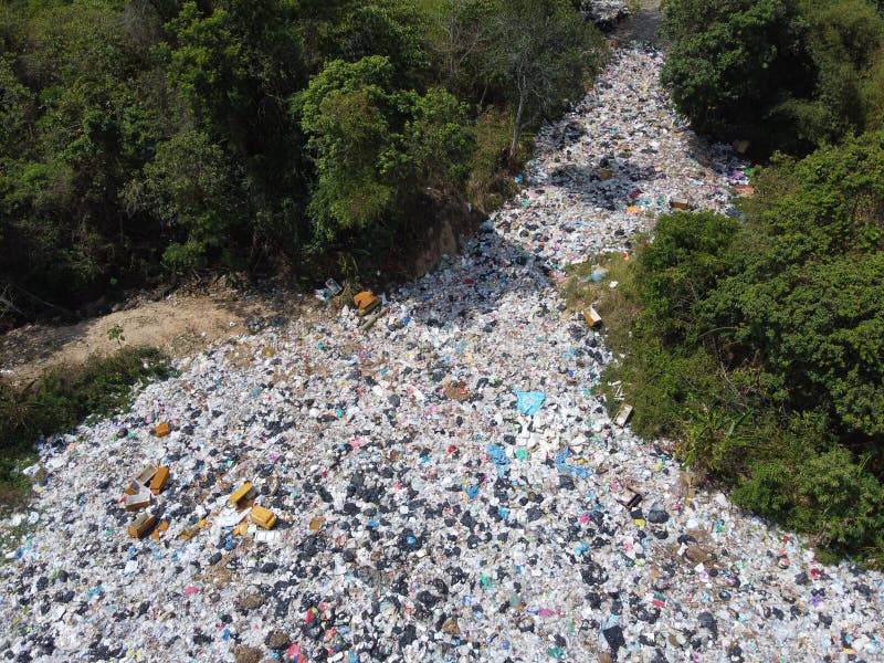 Aerial View of Bad Environment with Many Trashes from People Stock ...