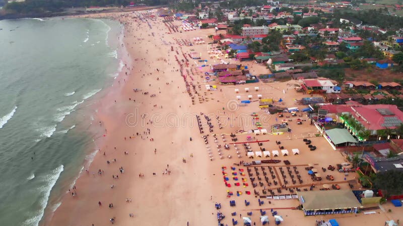Aerial View of the Baga Beach, Goa, India Stock Video - Video of ...