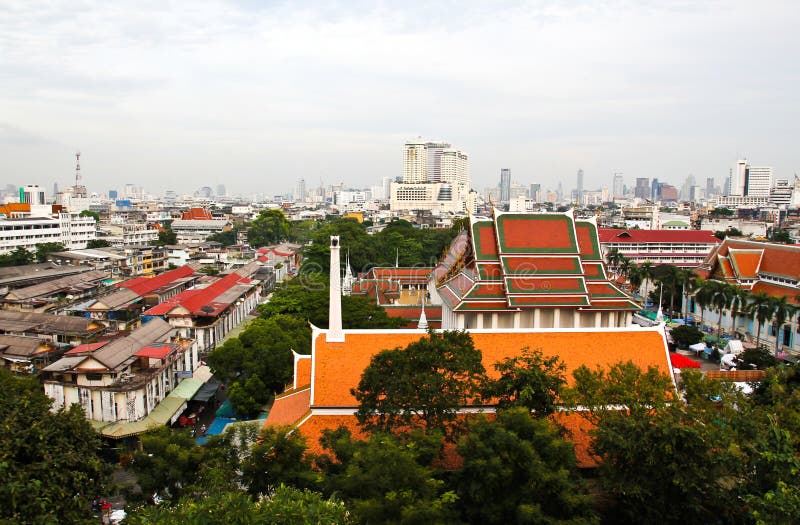 Aerial View of Bangkok from Golden Mount Stock Image - Image of light ...