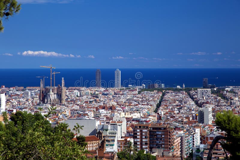 Aerial View of Barcelona, Spain Stock Image - Image of panorama ...