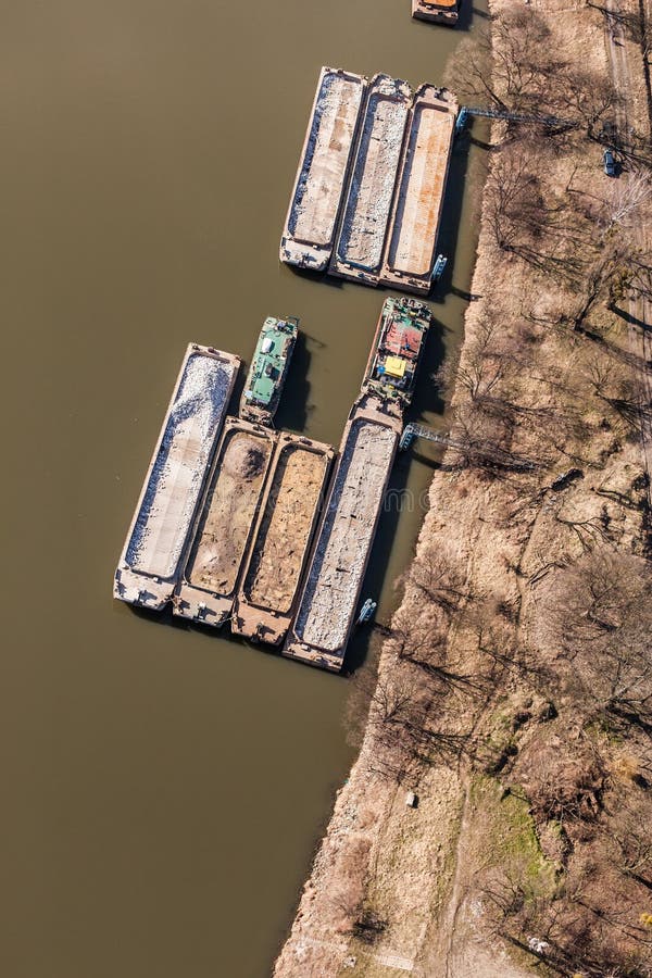 Aerial view of a barge stock photo. Image of towed, vertical - 51624092