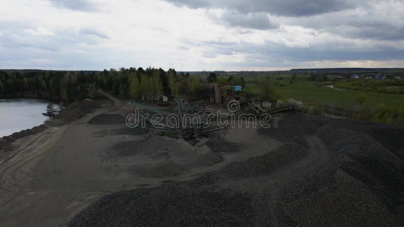 Aerial View Basalt Quarry of Open Pit Mine Machines with Sifters and ... Aerial View Basalt Quarry of Open Pit Mine Machines with Sifters and ...