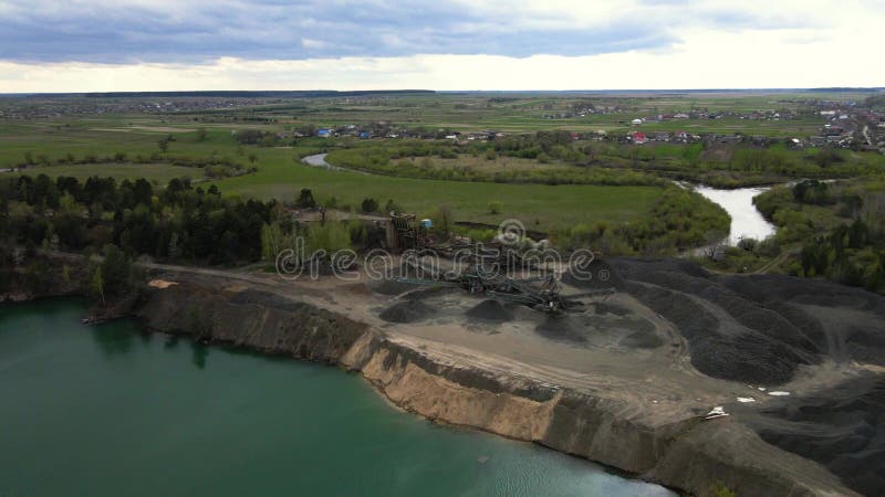 Aerial View Basalt Quarry of Open Pit Mine Machines with Sifters and ... Aerial View Basalt Quarry of Open Pit Mine Machines with Sifters and ...