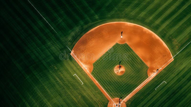 Aerial View of a Baseball Field with Players in Action Stock ...
