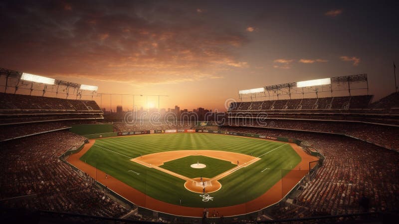 Aerial View of a Baseball Field at Sunset. AI-generated Stock ...