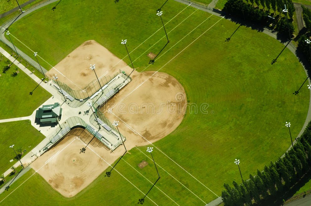 Aerial View of Baseball Fields Stock Image - Image of infield, game ...