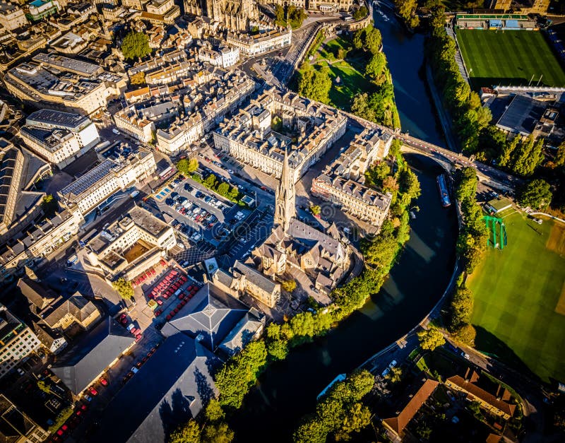 Aerial View of Bath in the Morning Stock Photo - Image of british ...