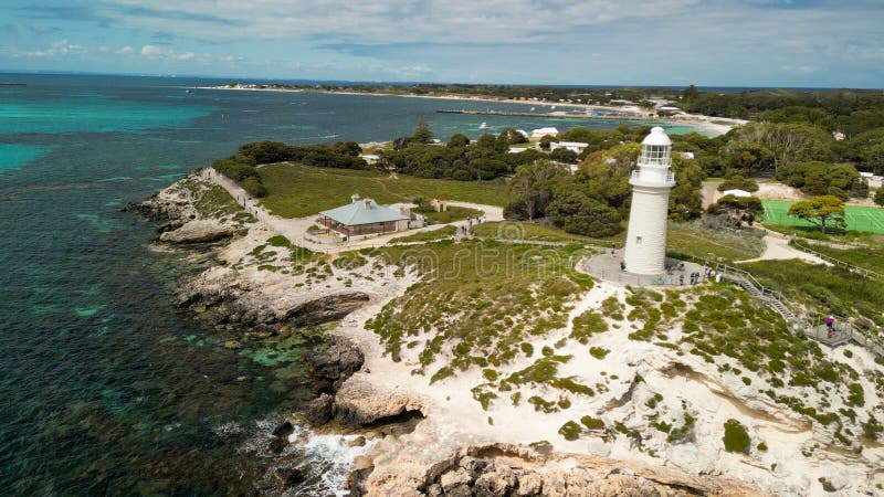 Aerial View of Bathurst Lighthouse in Rottnest Island, Australia Stock ...