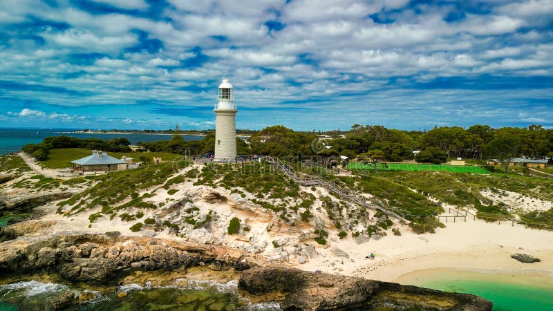 Aerial View of Bathurst Lighthouse in Rottnest Island, Australia Stock ...