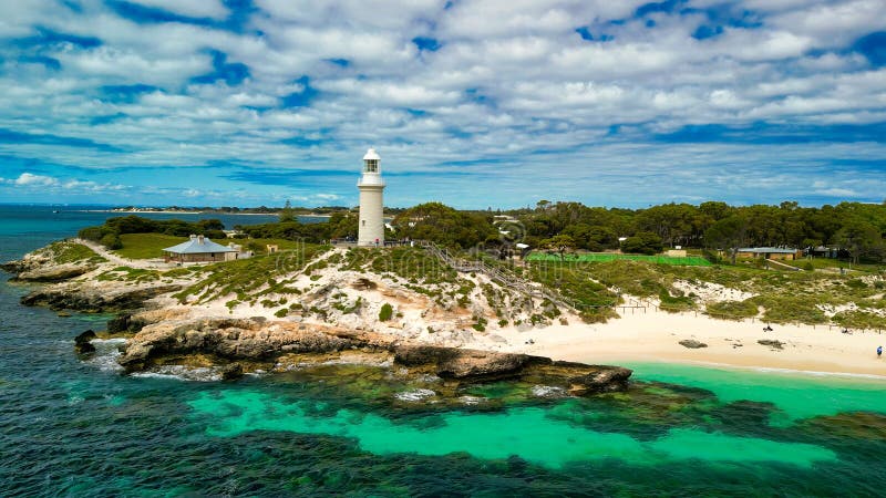 Aerial View of Bathurst Lighthouse in Rottnest Island, Australia Stock ...