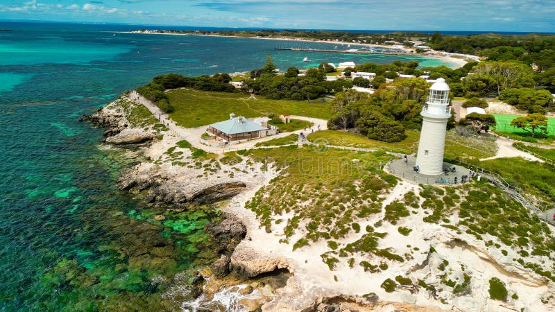 Aerial View of Bathurst Lighthouse in Rottnest Island, Australia Stock ...