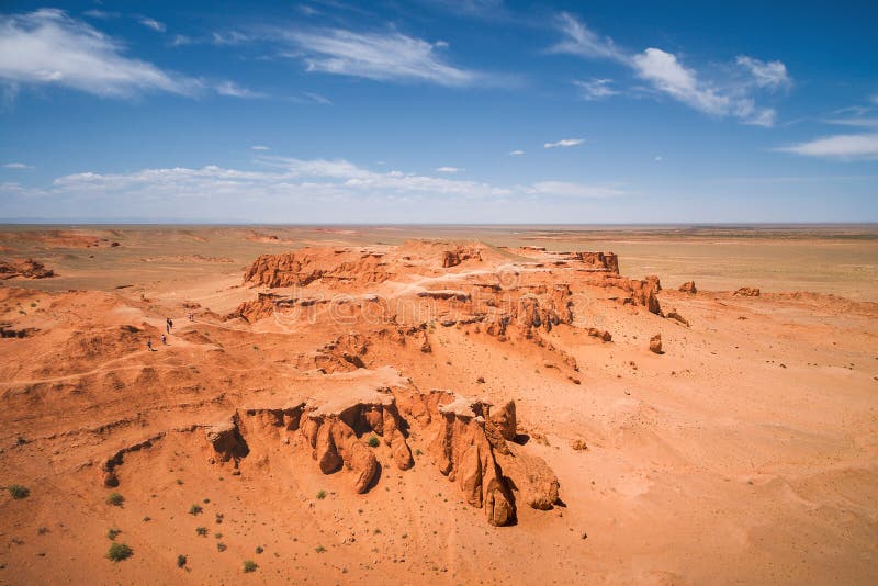 Bayanzag Flaming Cliffs Gobi Desert Mongolia Plain Stock Image - Image ...