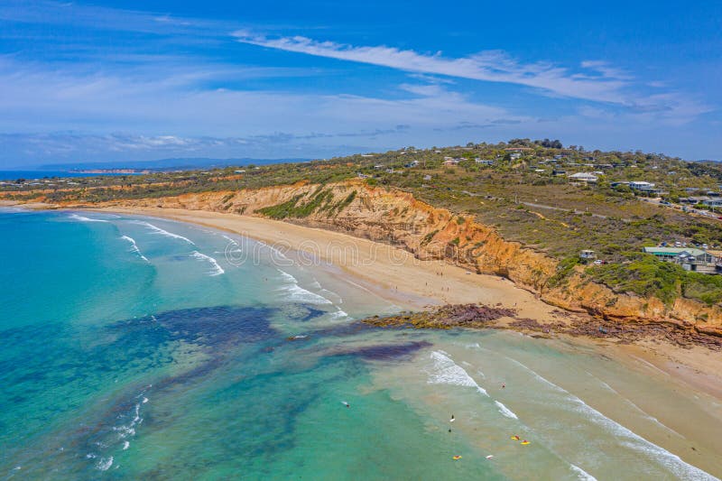 Aerial View Of A Beach At Anglesea In Australia Stock Photo - Image of ...
