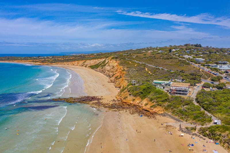 Aerial View of a Beach at Anglesea in Australia Stock Image - Image of ...
