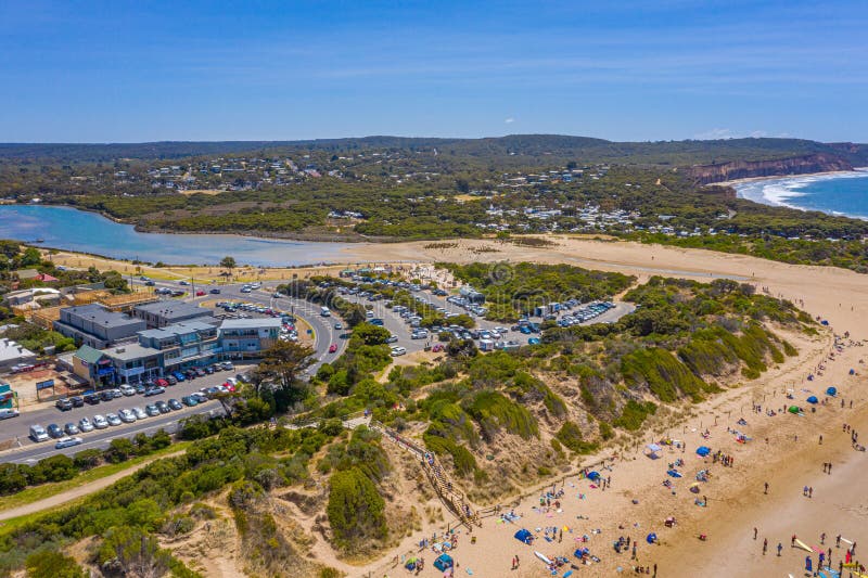 Anglesea Beach and Split Rock Lighthouse Towering Above Stock Photo ...
