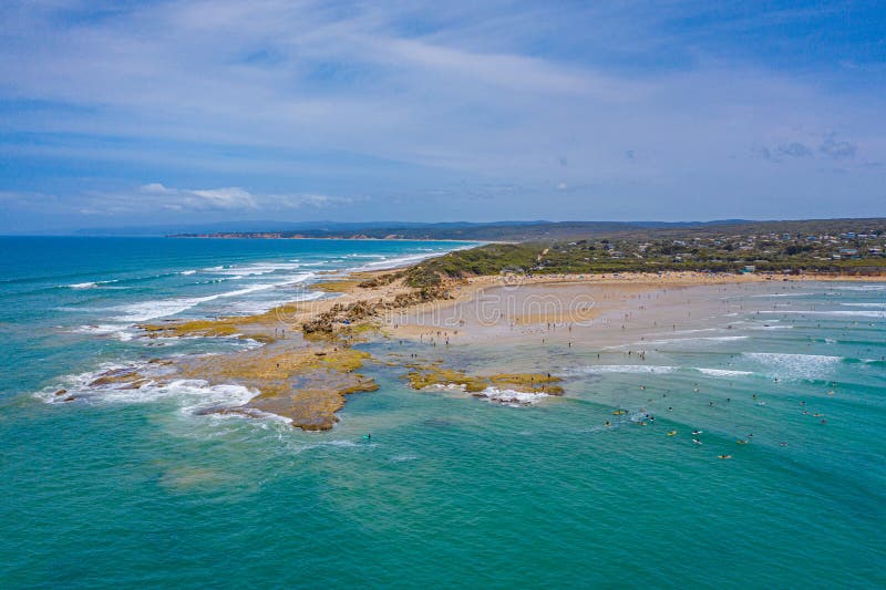 Aerial View of a Beach at Anglesea in Australia Stock Image - Image of ...