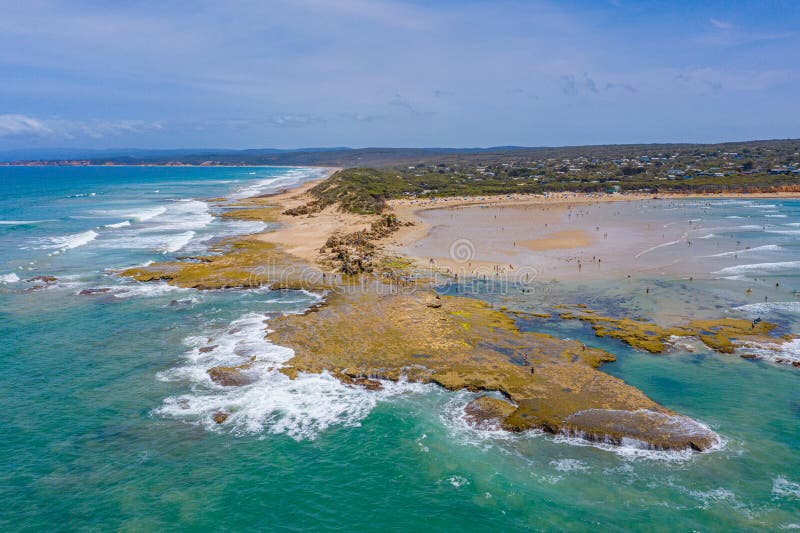 Aerial View of a Beach at Anglesea in Australia Stock Photo - Image of ...