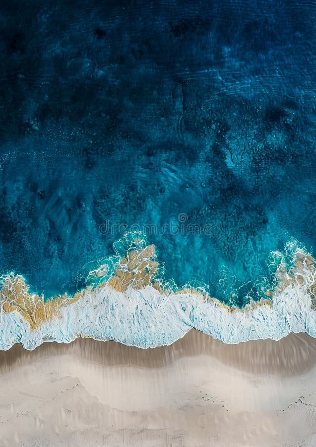 Aerial View of a Beach with Blue Water Stock Image - Image of wave ...