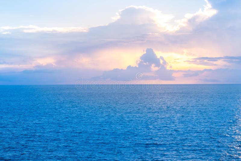 The Aerial View of Beach with Light Sunset on Full Sky and Beautiful ...