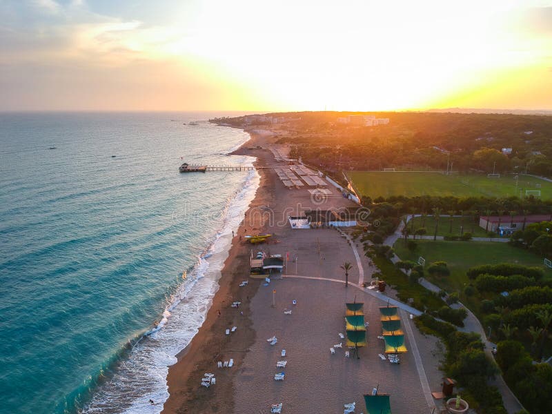 Aerial View of the Beach Near Side at Sunset Stock Photo - Image of ...