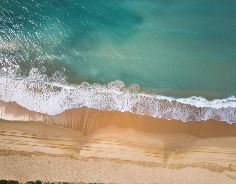 Aerial View of Beach and Ocean Waves Stock Photo - Image of drone ...