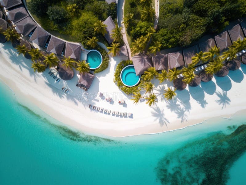 An Aerial View of a Beach Resort with a Swimming Pool. AI Generative ...