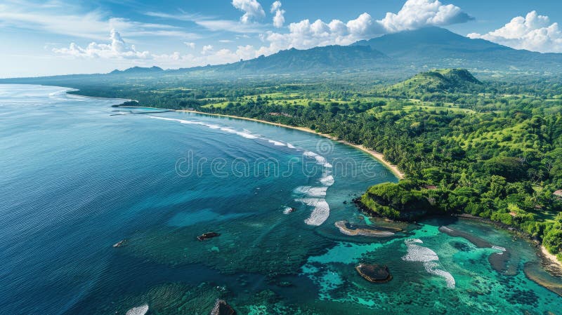 Aerial View of Beach and Sea in Bali, Indonesia Stock Illustration ...