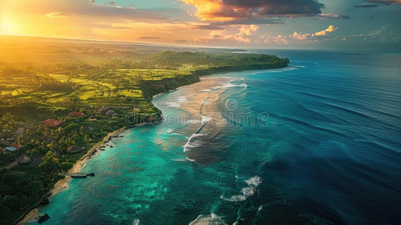 Aerial View of Beach and Sea in Bali, Indonesia Stock Illustration ...