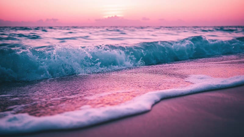Aerial View of a Beach Showcasing a Wave Approaching the Shore. Stock ...