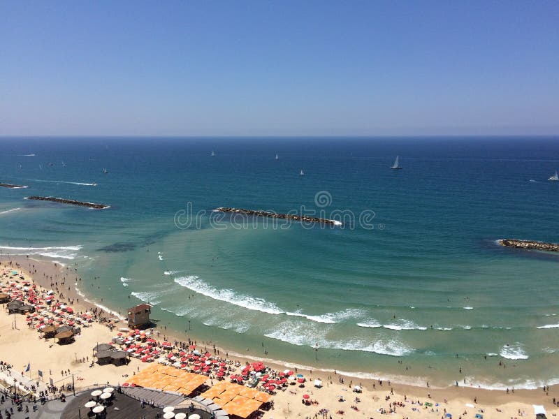 The beaches of Tel Aviv stock photo. Image of coast - 112091316