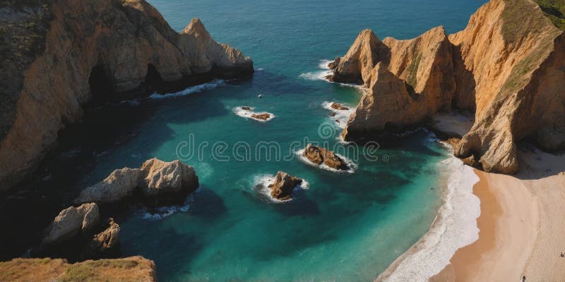 Aerial View of the Beautiful Beach and Cliffs. Stock Photo - Image of ...