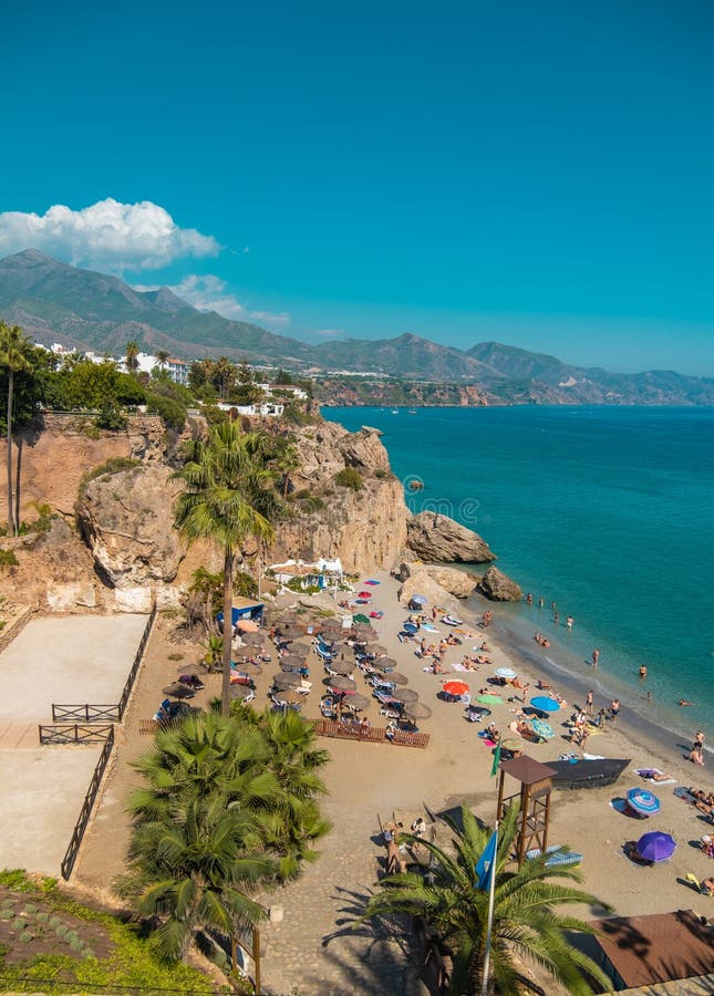 Aerial View of the Beautiful Beach of Nerja in Spain Editorial Image ...