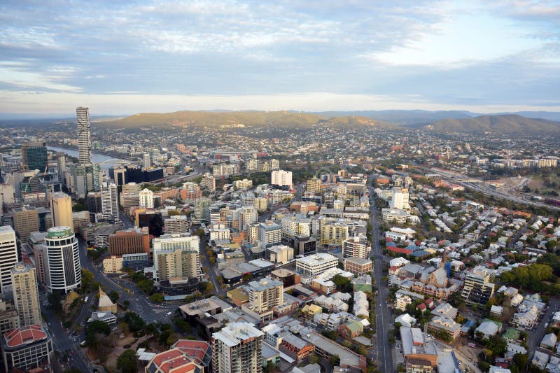 Aerial View of a Beautiful Brisbane Stock Image - Image of architecture ...