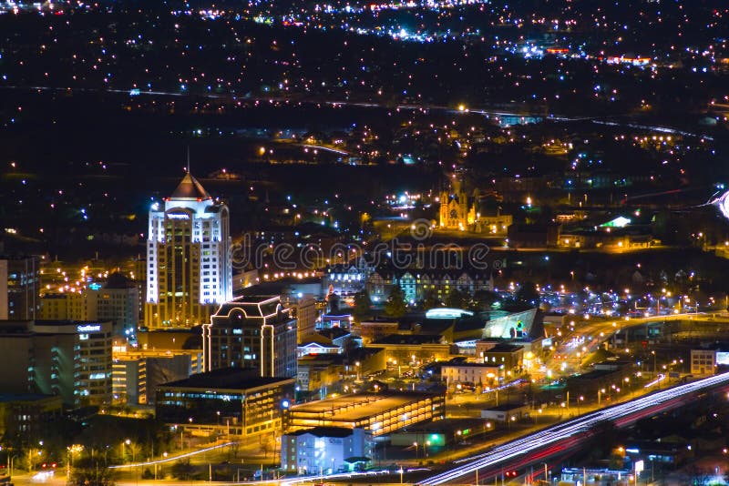 Aerial View of a Beautiful Cityscape at Night Time in Virginia Stock ...