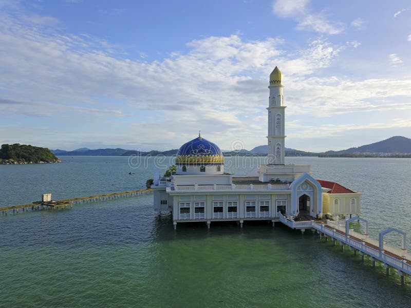 Aerial View of Beautiful Floating Mosque at Pangkor Island Stock Image ...