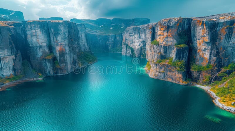 Aerial View of a Beautiful Landscape, Towering Cliffs Stock ...