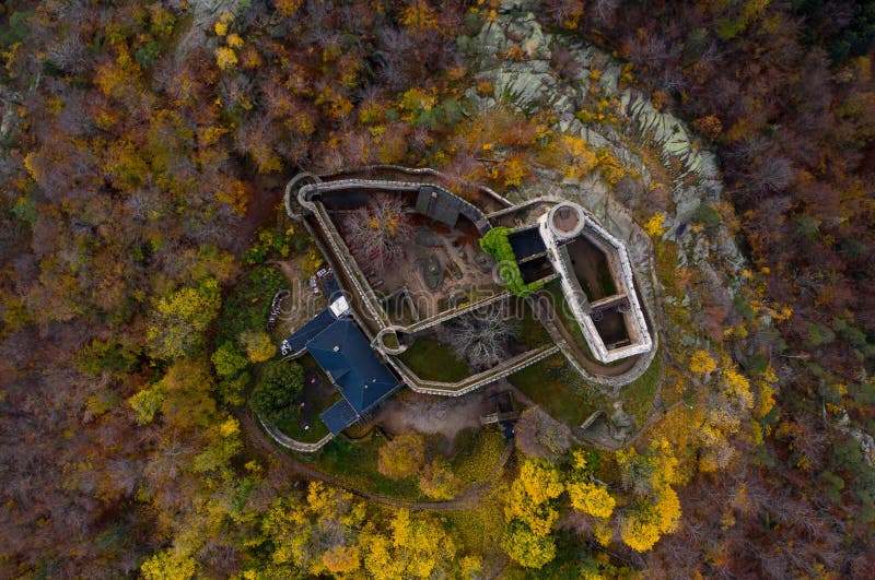 Aerial View of the Beautiful Medieval Castle. Stock Image - Image of ...