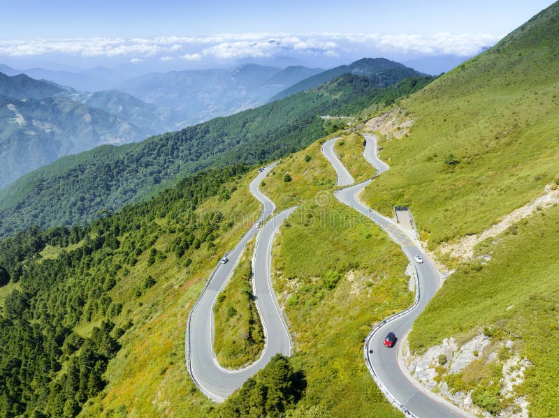 Aerial View of Beautiful Mountain Road Stock Photo - Image of mountain ...
