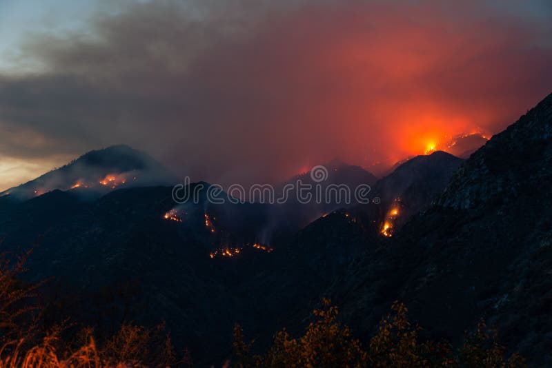 Aerial View of Beautiful Mountains Burning in the Fire Stock Photo ...